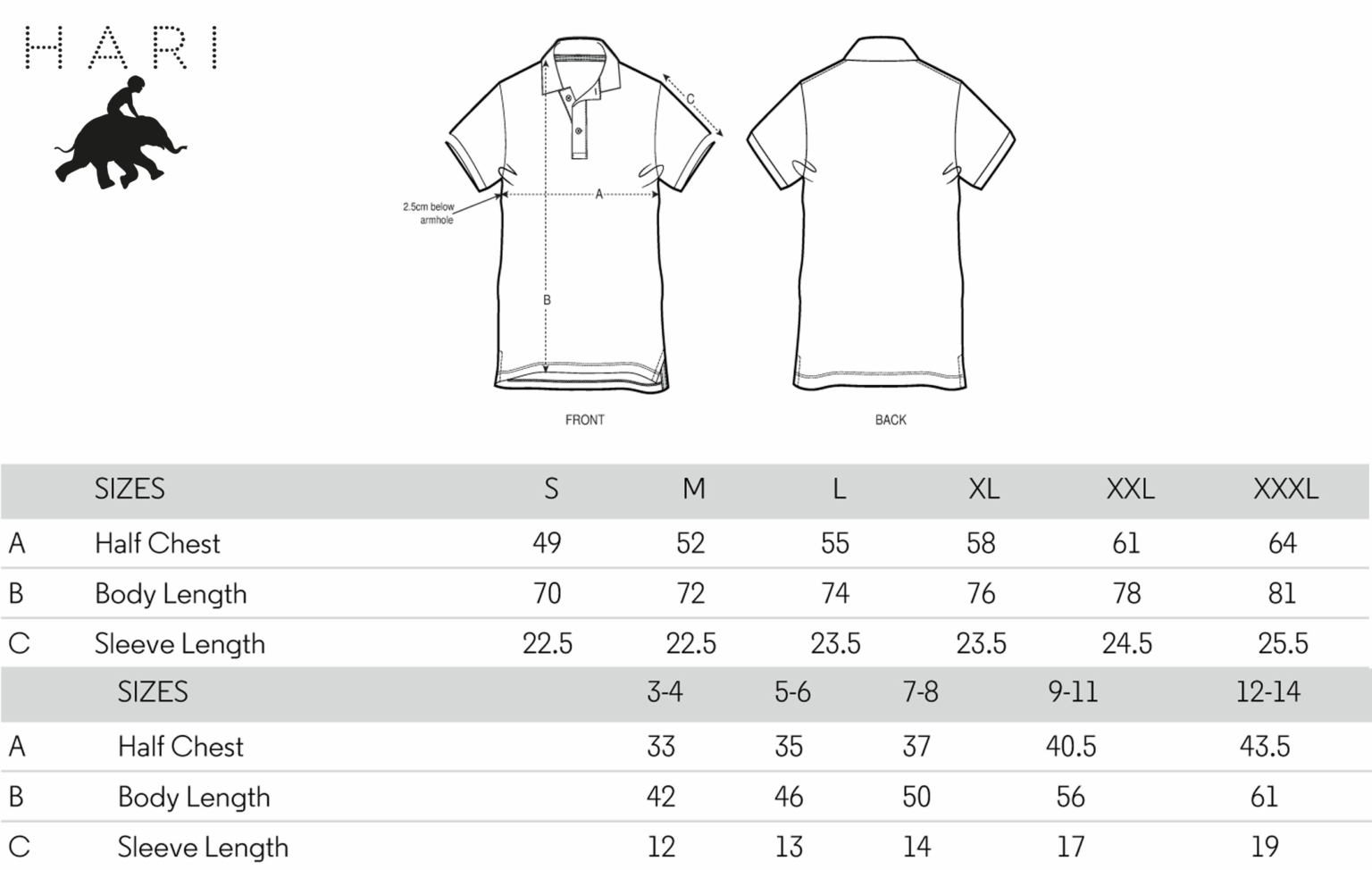guide-tailles-polo - Hari Studios