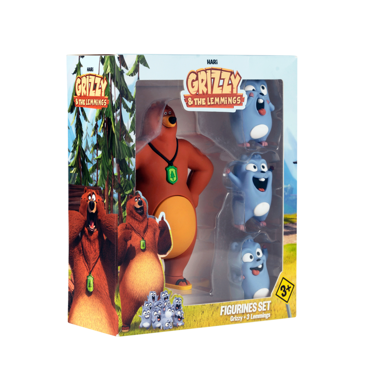 Set of 3 Lemmings & 1 Grizzy figurines - Hari Studios